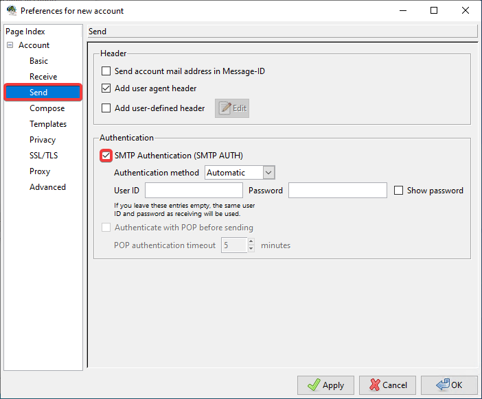 4.3.9.3. Set up Claws Mail mail client | Hosting.XYZ